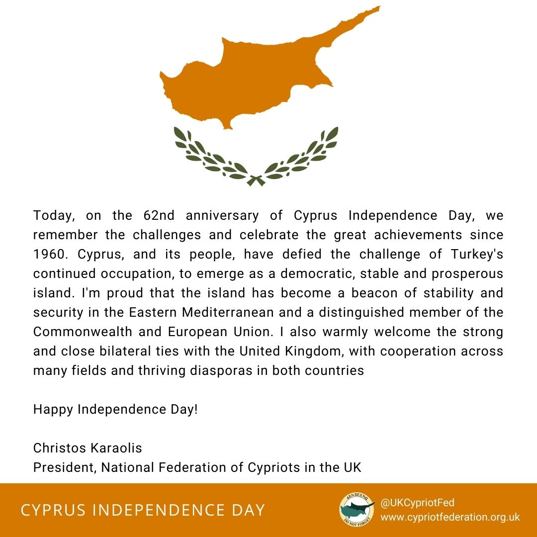 Federation marks Cyprus Independence Day - National Federation of Cypriots